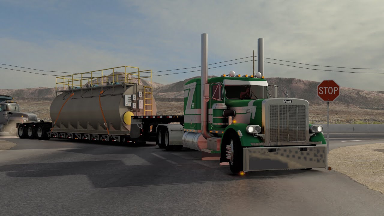 ATS private Peterbilt 359 and SCS's lowboy trailer for 1.39 - YouTube
