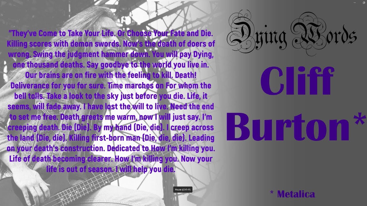 Dying Words: Cliff Burton (Metallica) - YouTube
