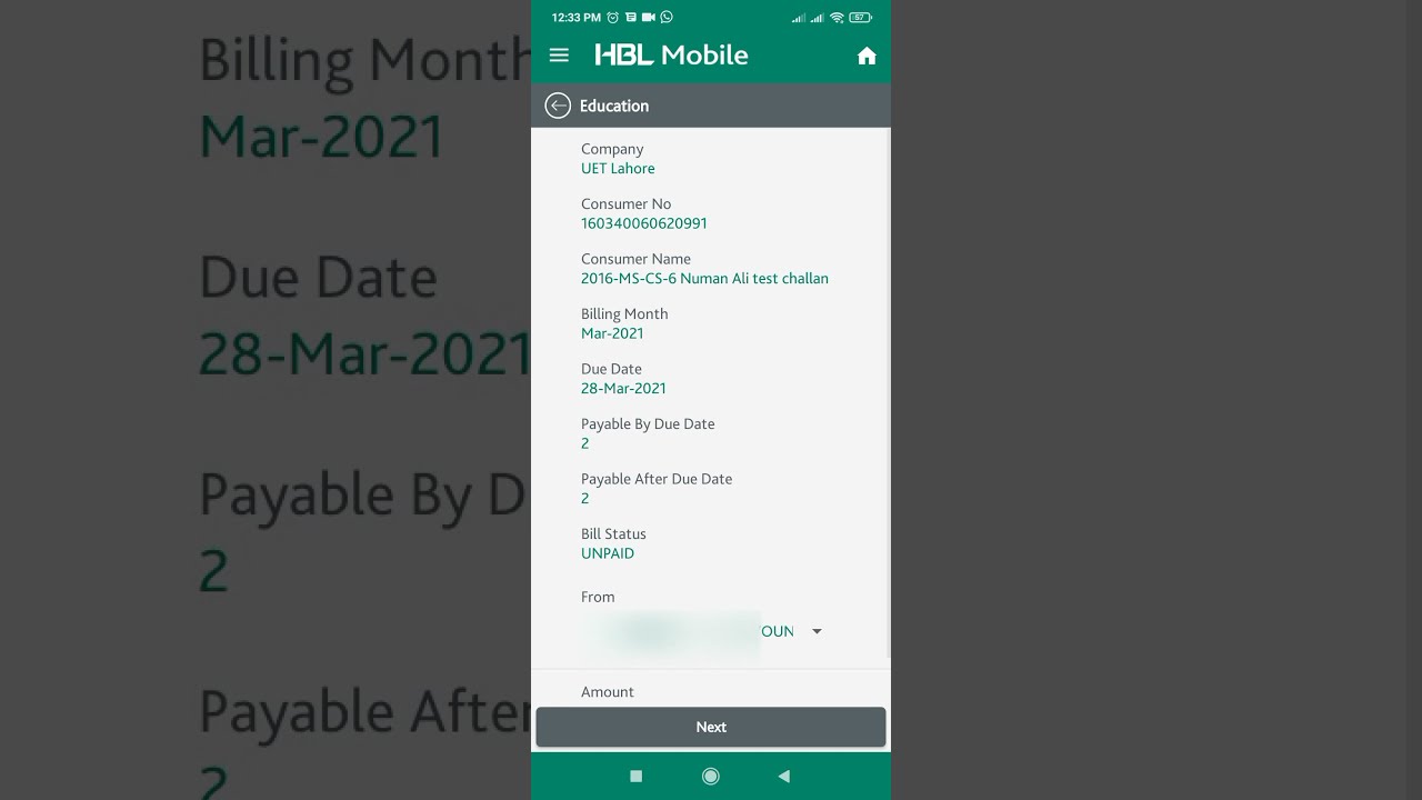 how to pay challan through HBL app. - YouTube