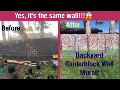 DIY Mural on a Cinder Block Wall! - YouTube