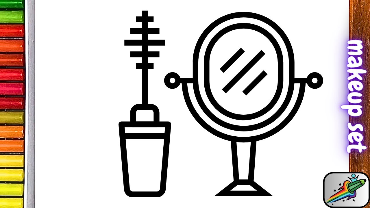 how to draw a makeup set for kids | easy makeup kit drawing - YouTube