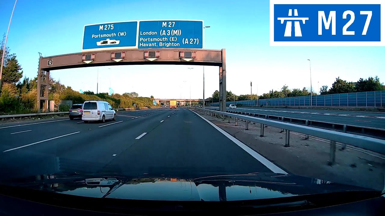 M27 Motorway - J11 (A27 Fareham) to J12 (M275 Portsmouth) - YouTube