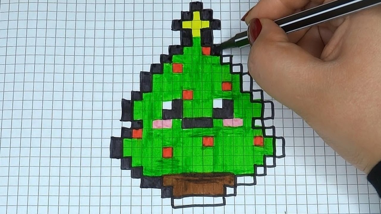 DIY Handmade Drawing Pixel Art | How to draw a cute Christmas Tree ...
