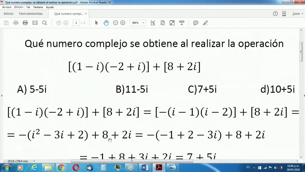 Operaciones básicas con números complejos 032816_1 - YouTube