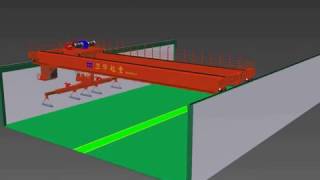 Overhead Crane with hanging Electromagnetic Beam