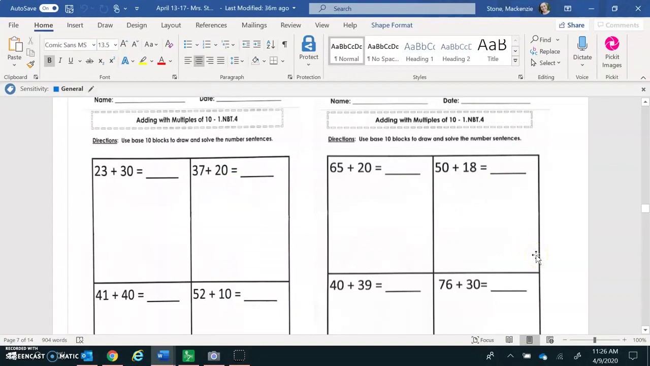 Adding Multiples of 10 Mini Lesson - YouTube