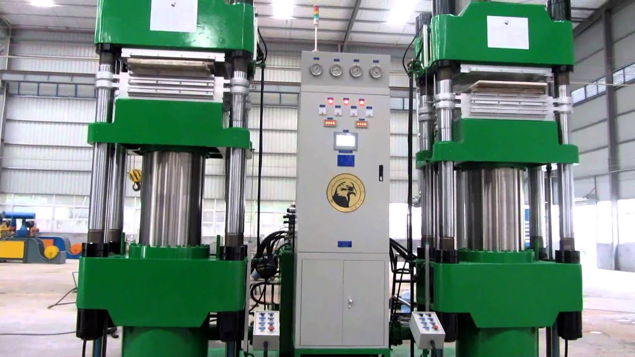 rubber mat curing press - YouTube