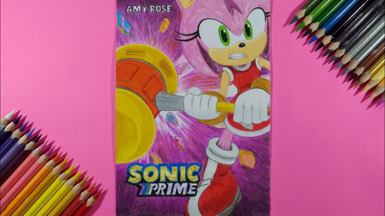 Dibujando a Amy Rose del póster de Sonic Prime | Drawing Amy Rose from ...