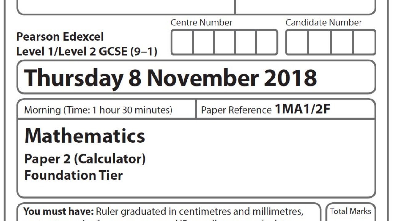GCSE Maths Breakdown of November 2018 FOUNDATION Paper 2 (PART 1) - YouTube