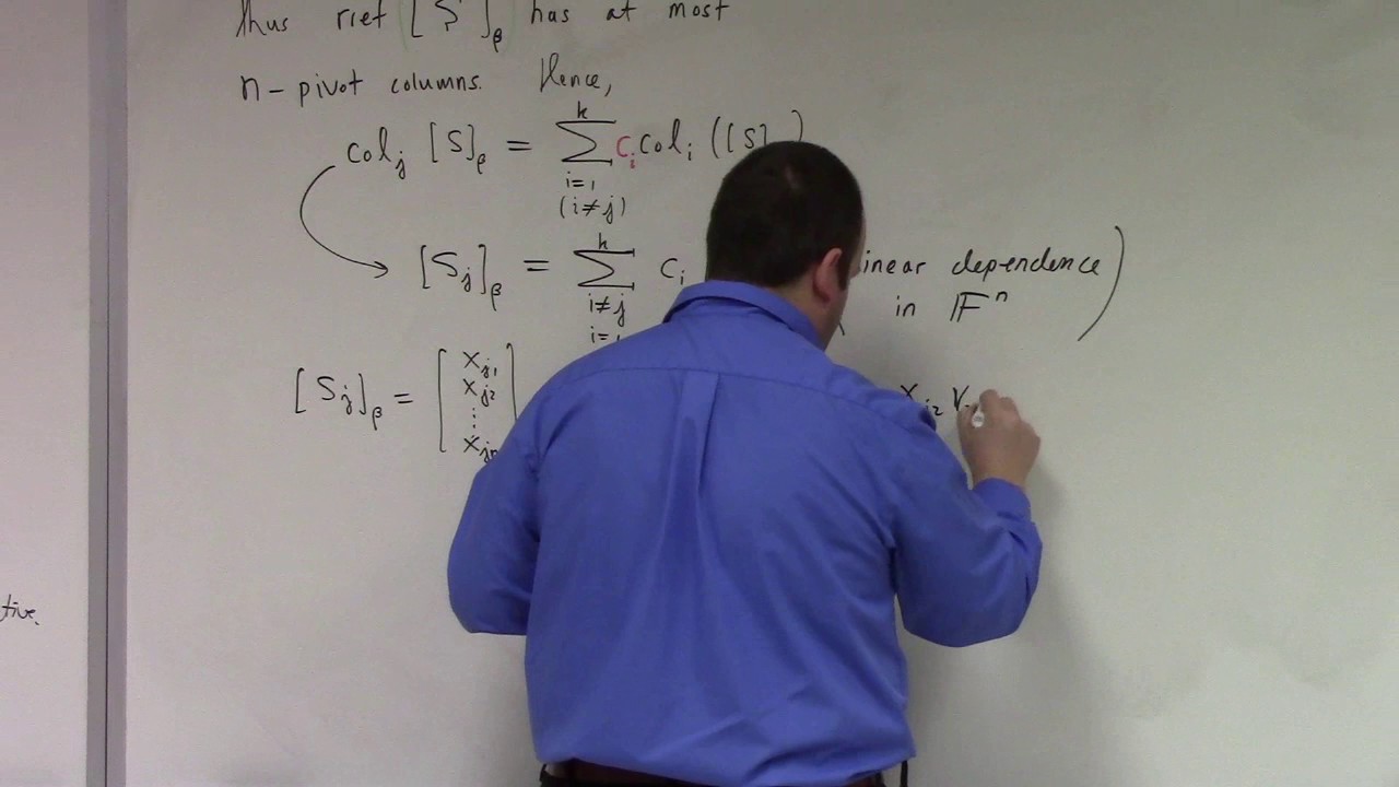 Linear Algebra: theorems on manipulating bases, 2-20-17 - YouTube