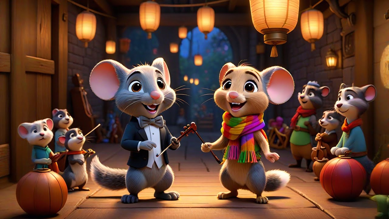 Five Musical Mice Play the Violin | Animal Song for Kids | Nursery ...