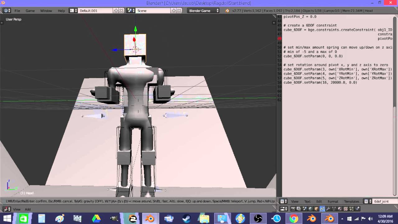 Blender Game Engine Ragdolls (attempt 2) - YouTube