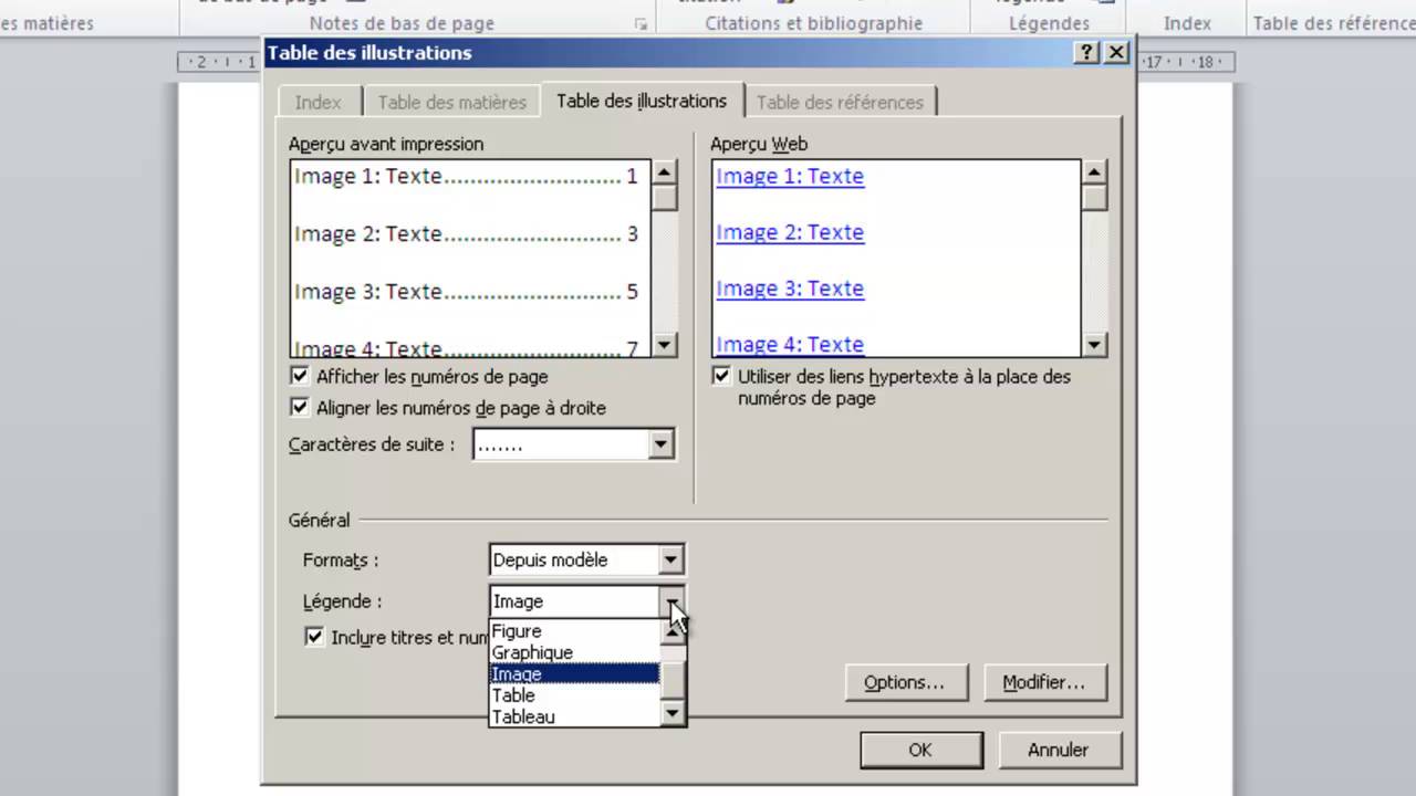 Word 2010 - Table des illustrations - YouTube