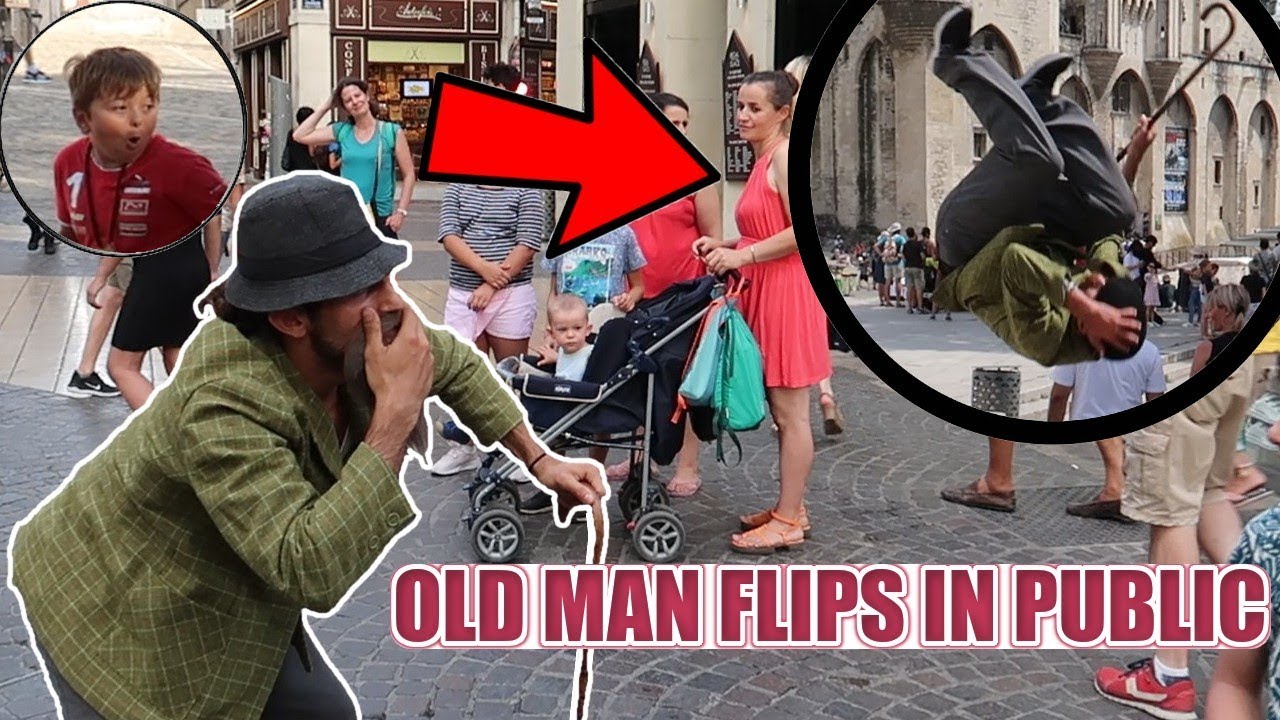 PAPI FAIT DES ACROBATIES | OLD MAN FLIPS IN PUBLIC [PART 2] - YouTube