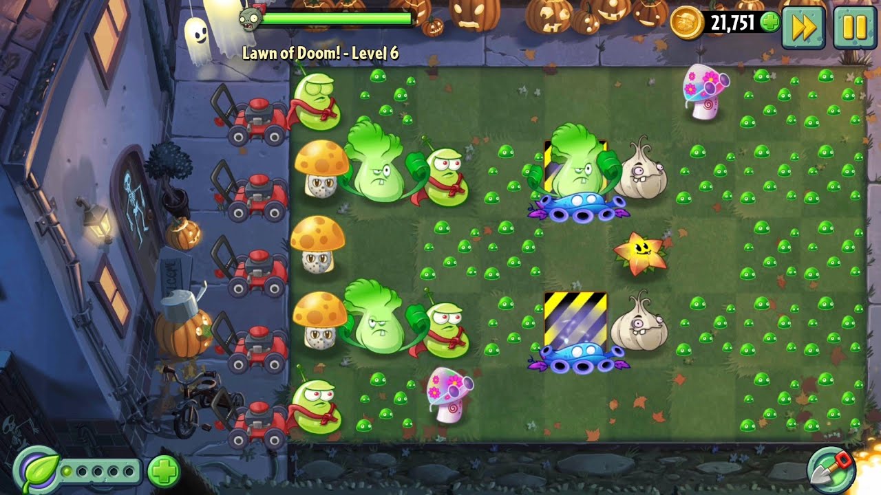 Plants Vs Zombies 2 - Lawn Of Doom ! Level 6 - YouTube