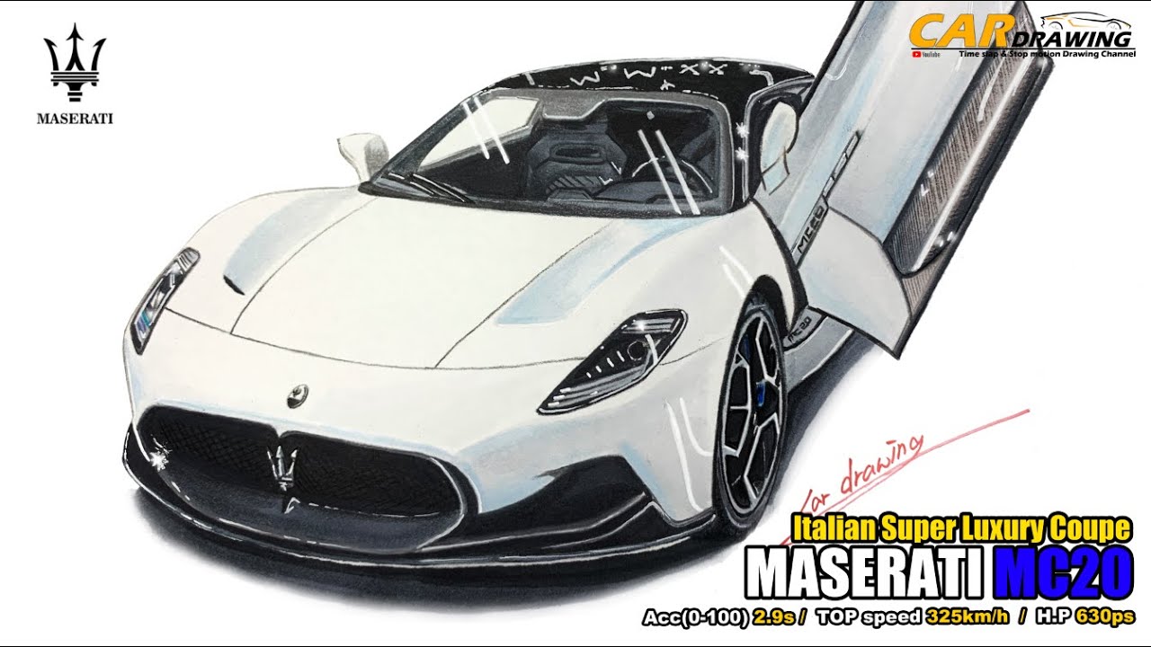 [Car Drawing] How to draw a car #68th Maserati MC20 마세라티 MC20 자동차 그리기 ...