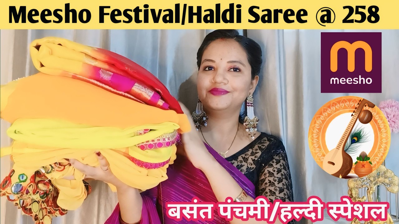 Meesho Saree Haul 🥰Haldi/Basant Panchami Saree 💛 Yellow Saree Under 750 ...