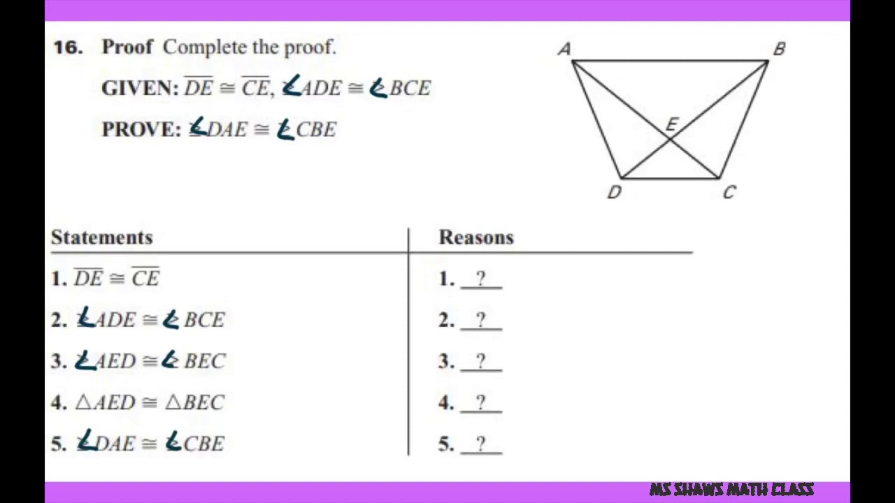 Prove angle congruence after proving triangle congruency. CPOCTAC - YouTube