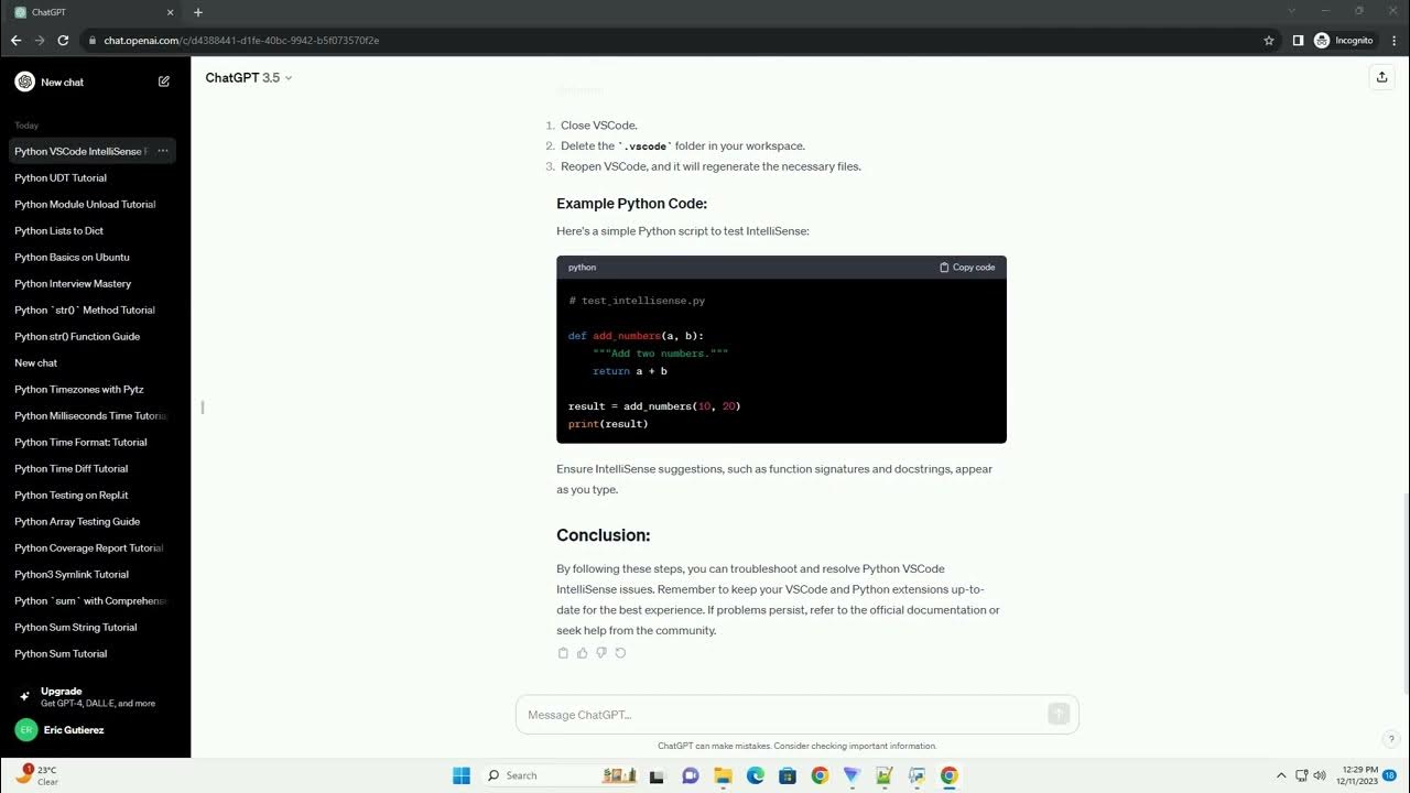 python vscode intellisense not working - YouTube