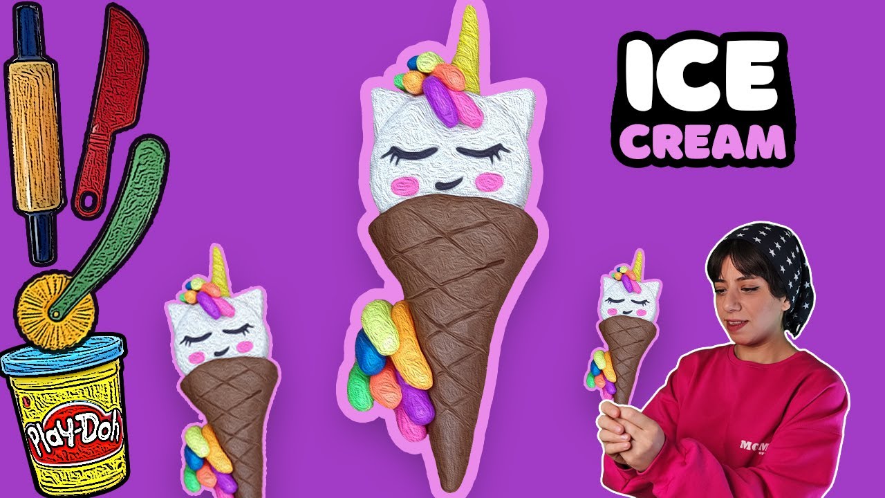 Scoops of Magic! Make a Play Dough Unicorn Ice Cream - YouTube