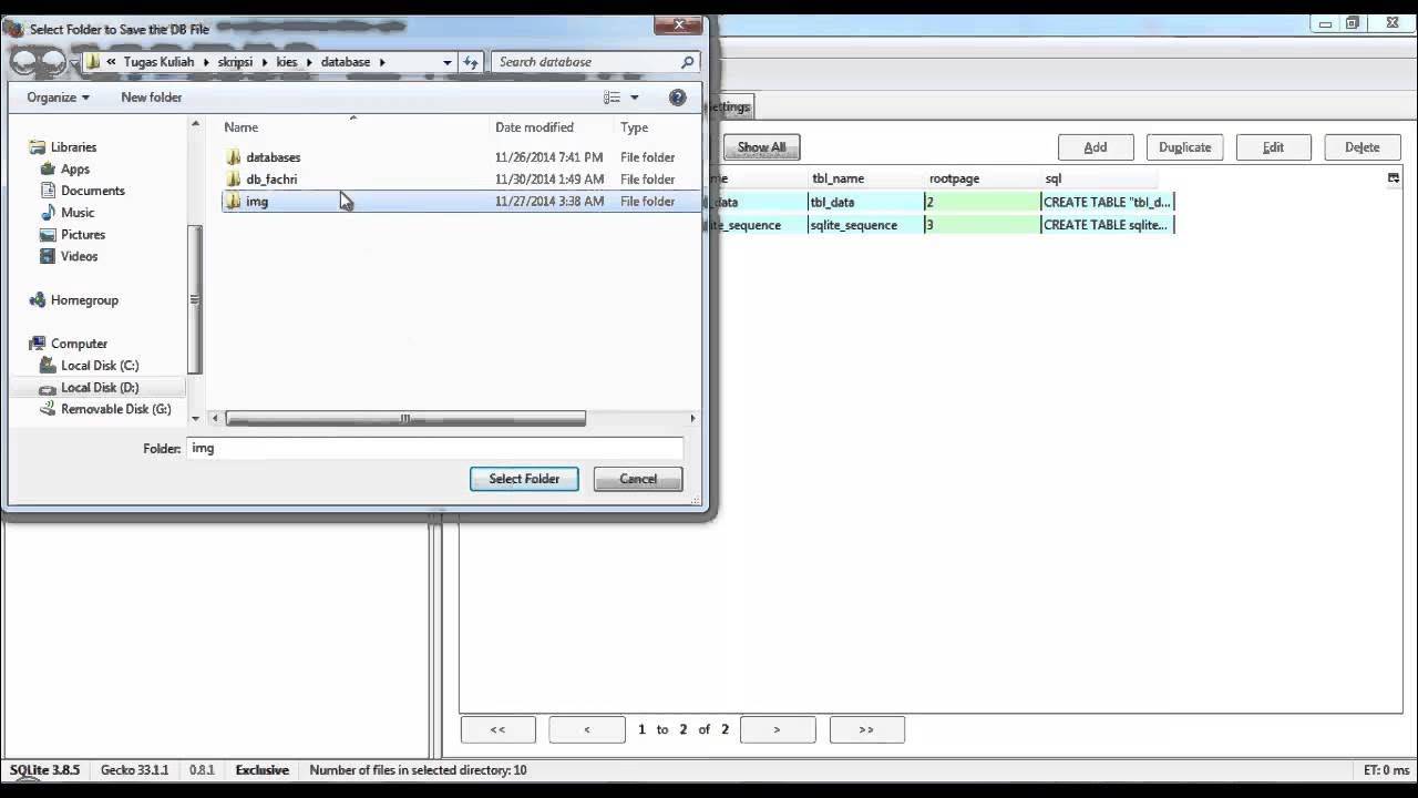 Create Database and Table with SQLite on addon Firefox - YouTube