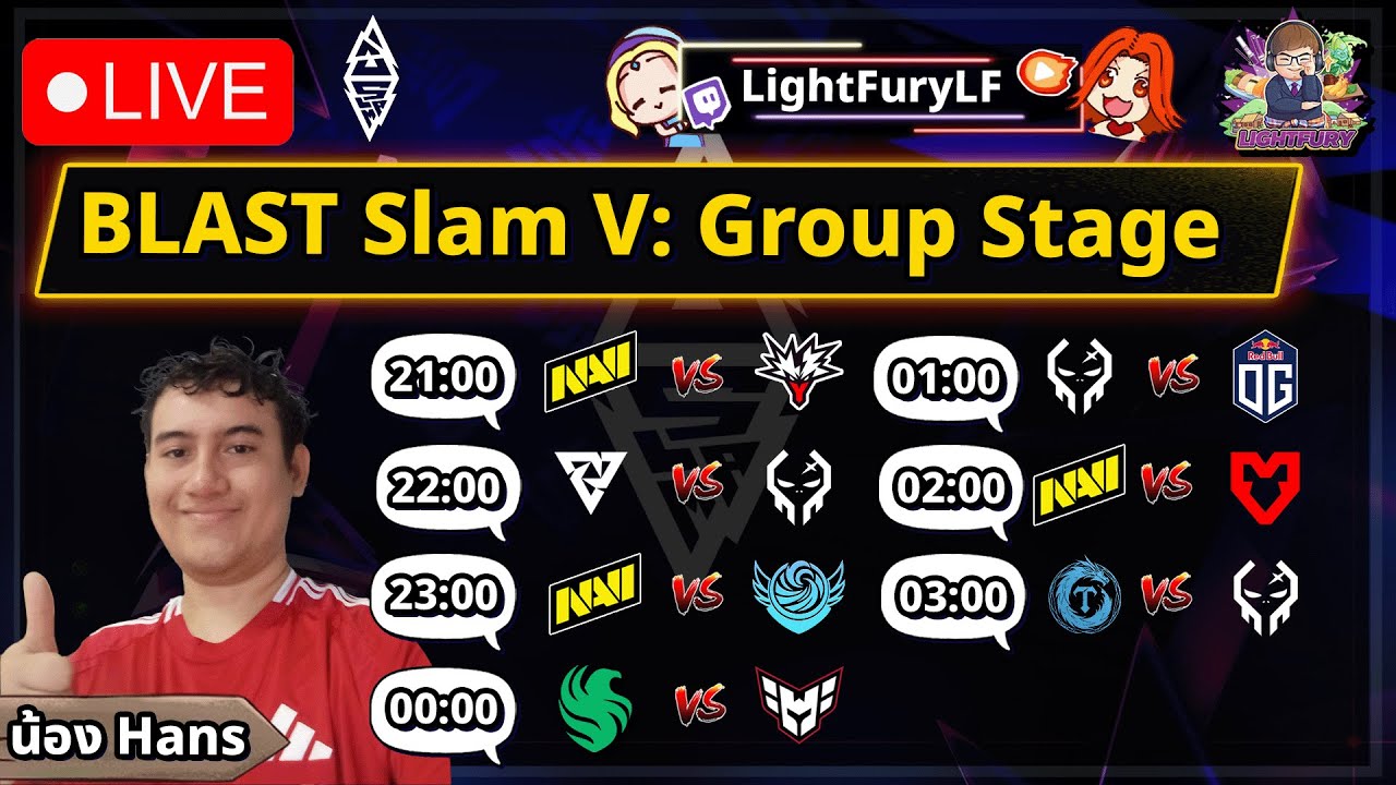 🔴[Dota2] ดูแข่ง🏆BLAST Slam V | Group Stage Day 1 : Stream B - YouTube