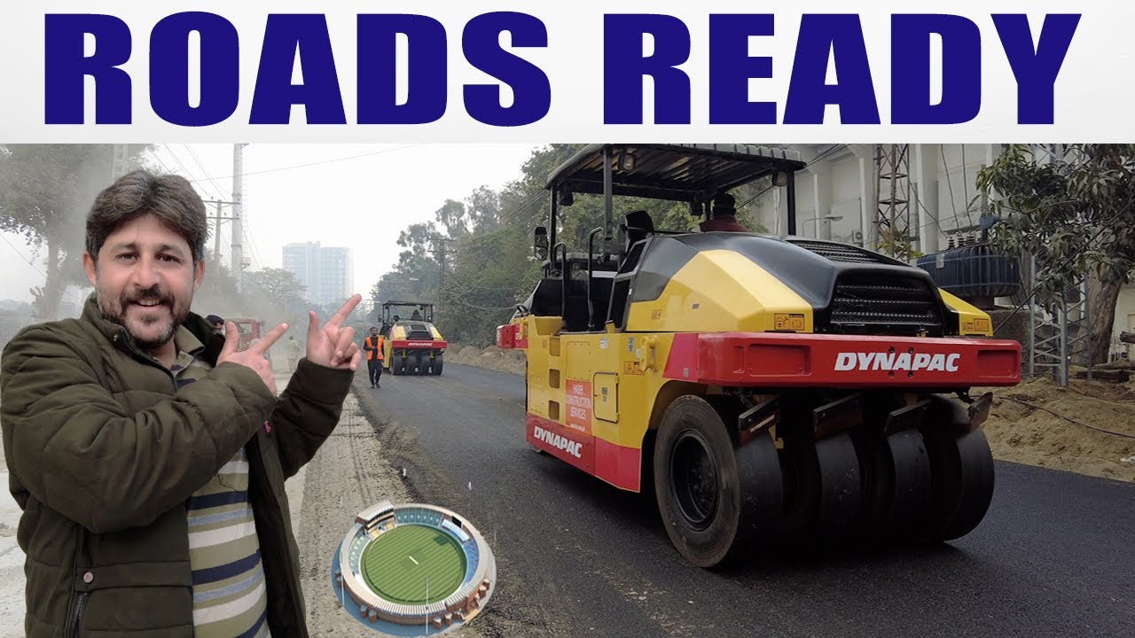 Road construction work is progressing rapidly outside Gaddafi Stadium ...