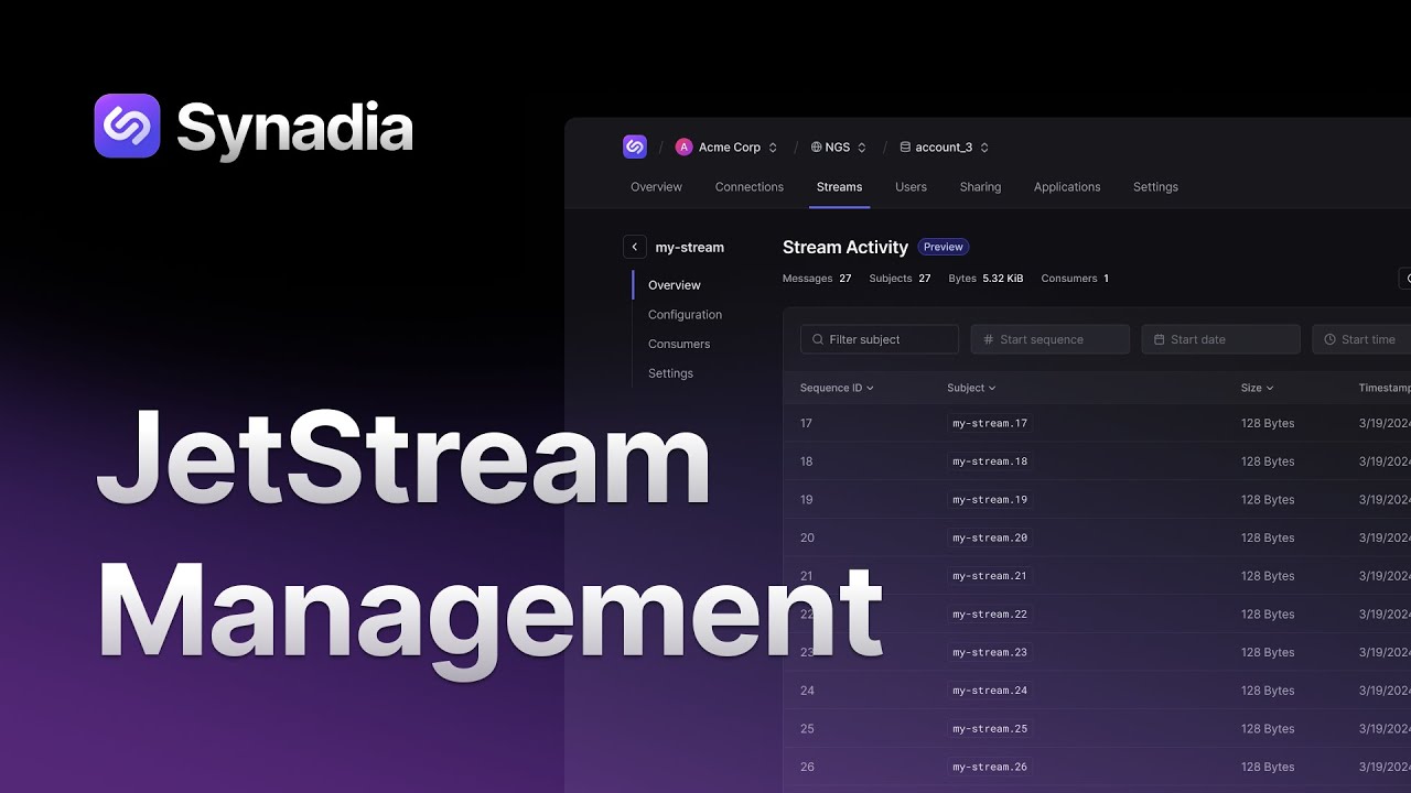 JetStream Management | Synadia Cloud Walkthrough - YouTube