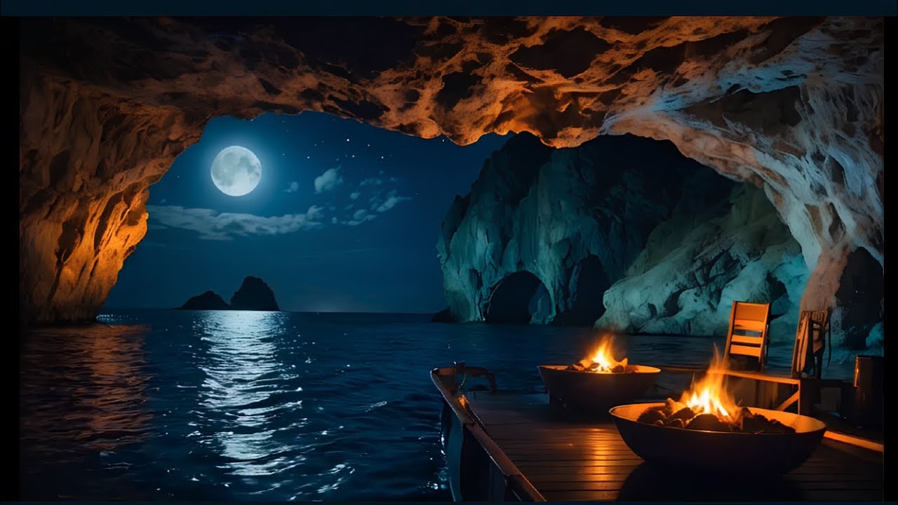 Mystic Caverns Moonlit Seas & Fireside Glows in Nature's Hidden ...