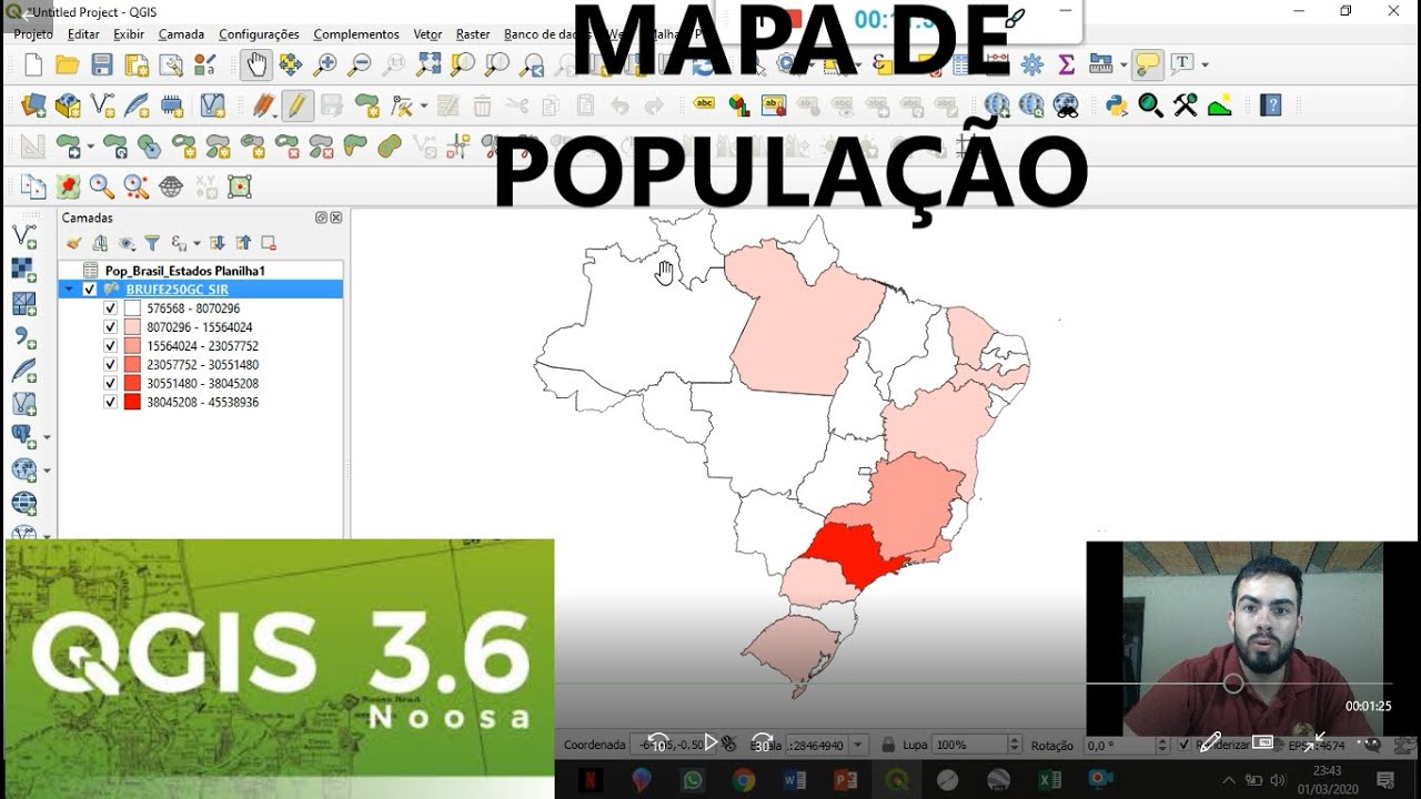 Como fazer mapa graduado (população) no Qgis - YouTube