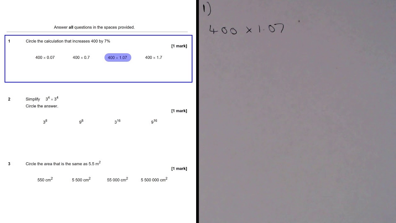 GCSE Maths AQA Higher Specimen Paper 1 Q1 Percentage Increase - YouTube