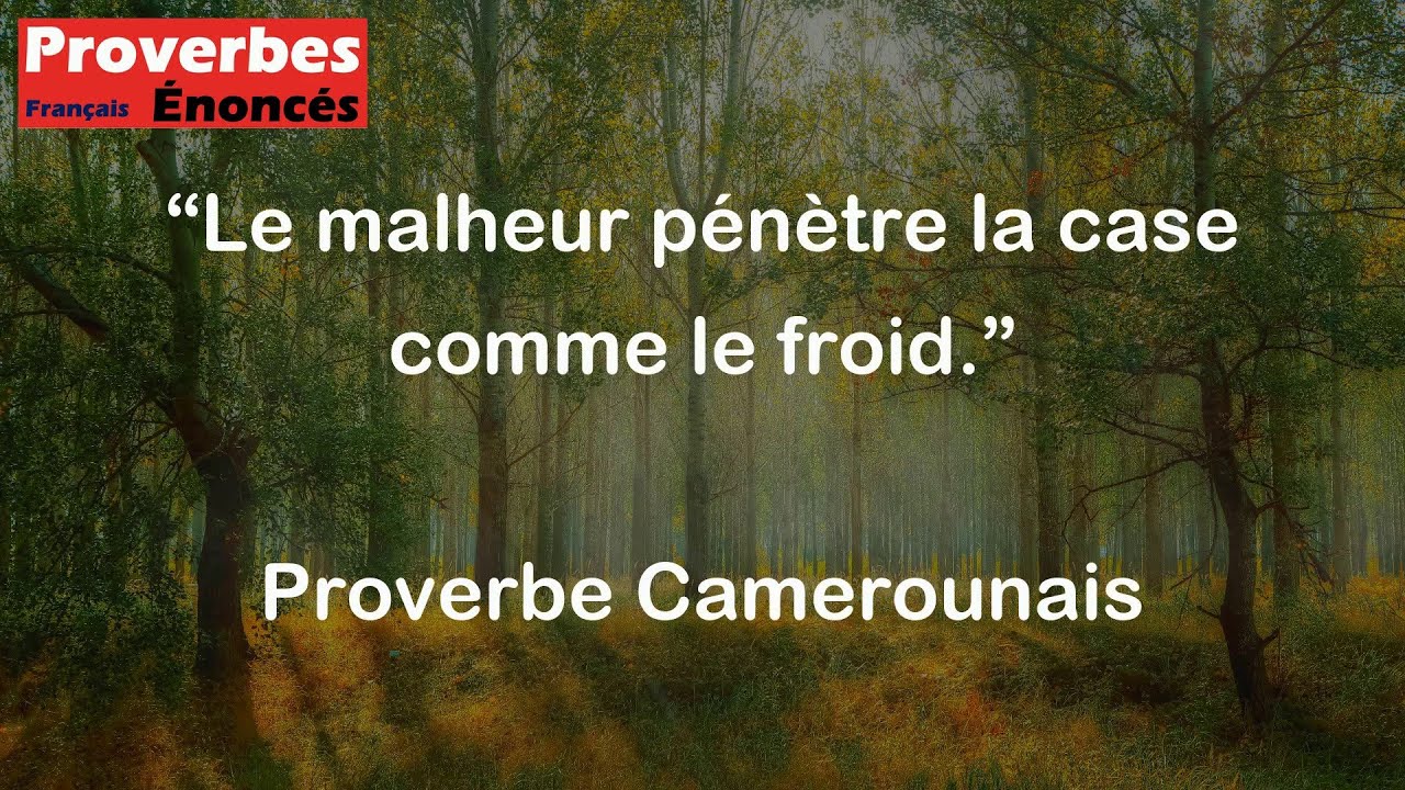 Proverbe Camerounais - Le malheur pénètre la case comme le froid. - YouTube