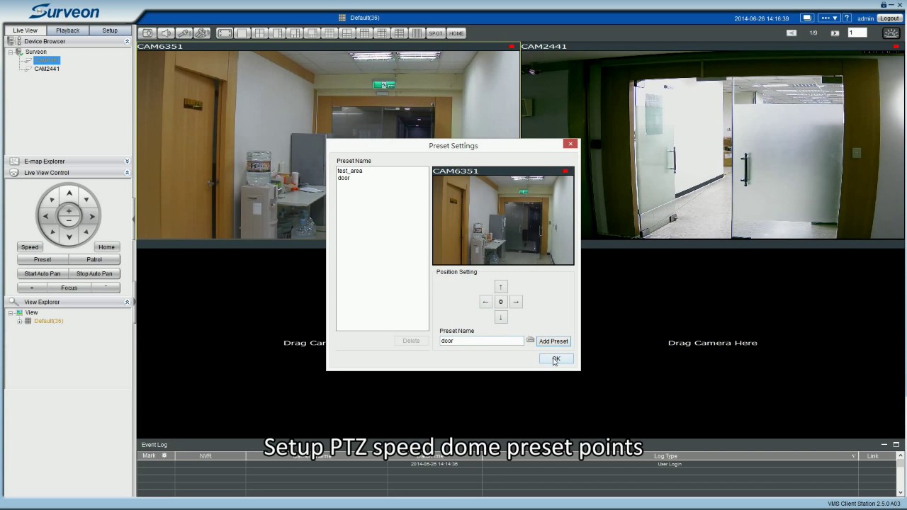 Surveon VMS Feature - Move PTZ to Preset Point by Active Alarm - YouTube