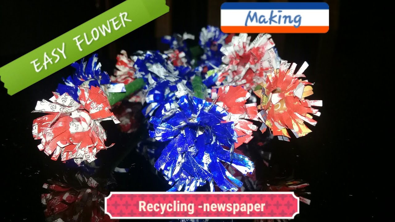 HOW TO MAKE A BEAUTIFUL/ EASY FLOWER WITH NEWSPAPER - YouTube