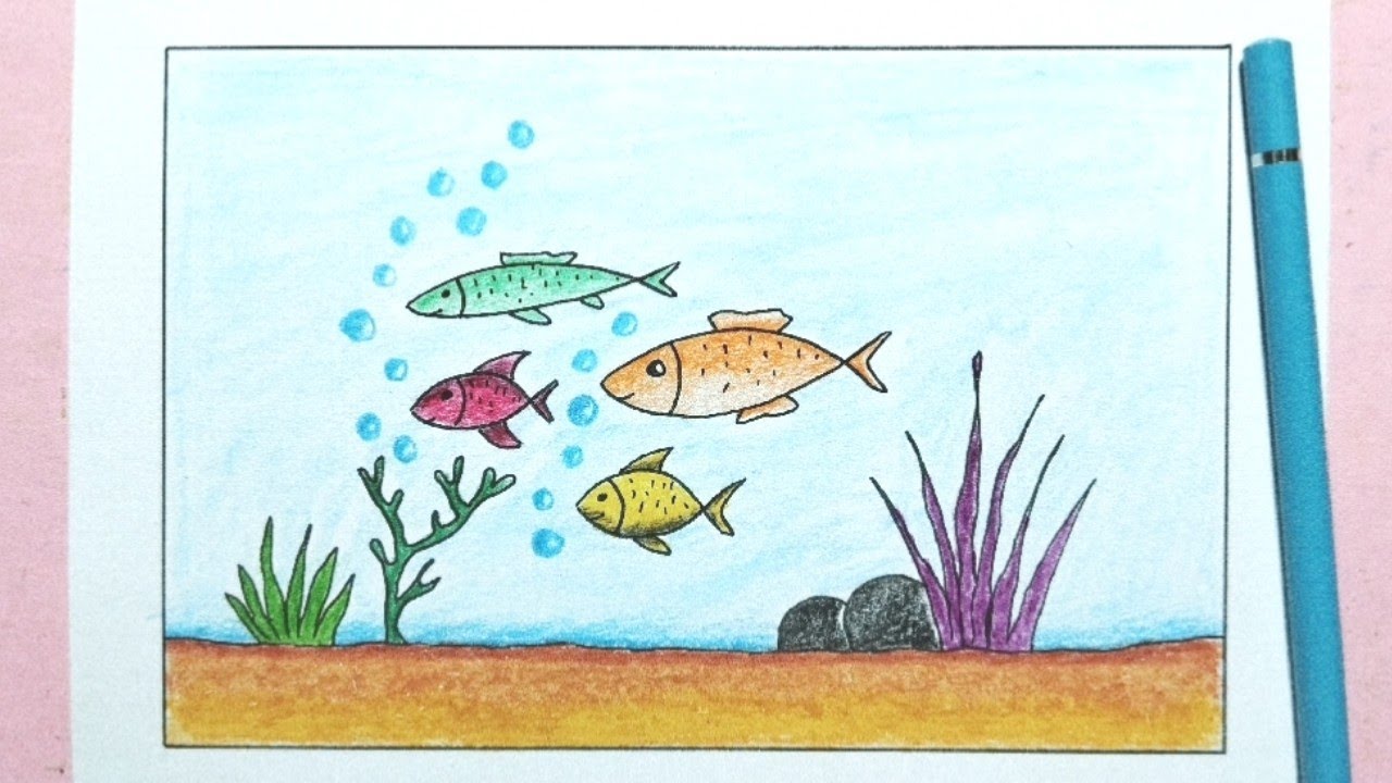 Cara menggambar pemandangan bawah laut - Underwater scenery drawing ...