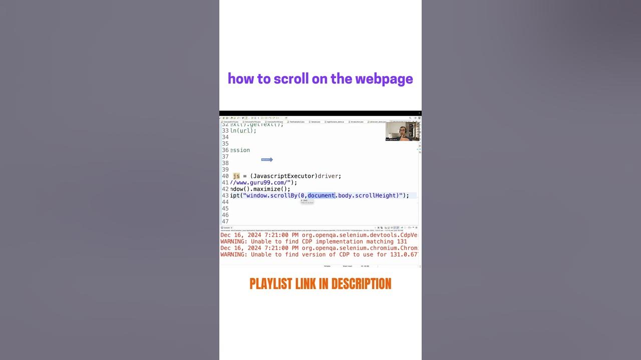 scrollBy method explained || Top Selenium WebDriver Interview Question Answered in 60 Seconds! 💻 ...