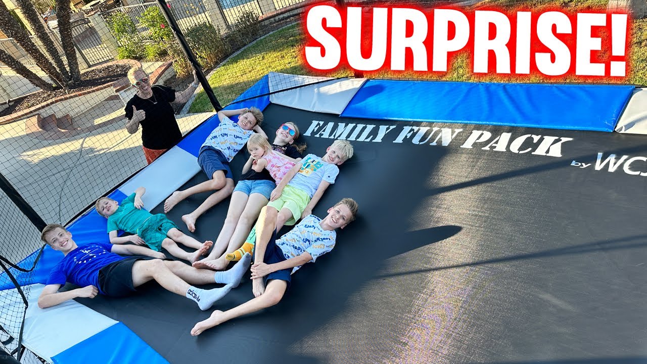 Surprising Our Kids with a GIANT Custom Trampoline!!! - YouTube