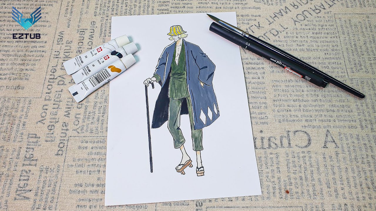 Easy to draw former captain of the 12th division Kisuke Urahara | Basic ...