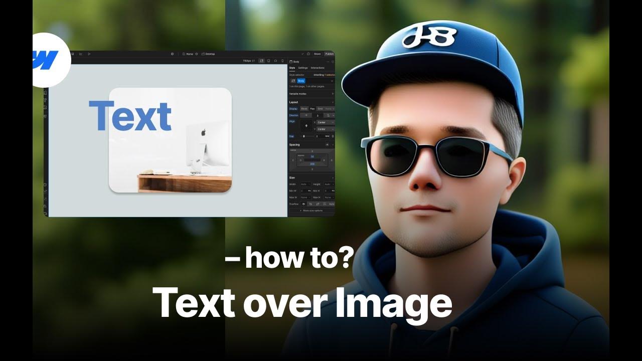 How to put text over image in Webflow - YouTube