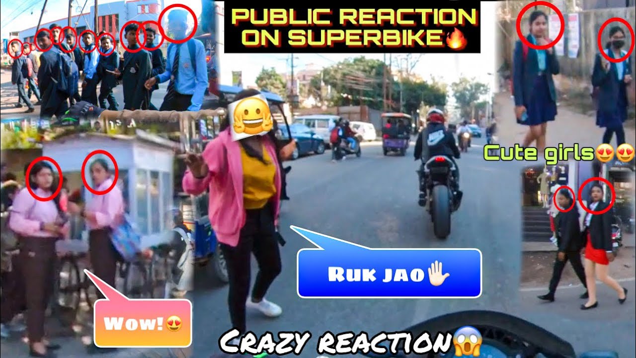 Cute Girls reactions on Superbike😍|| Crazy Public reactions🔥||College ...