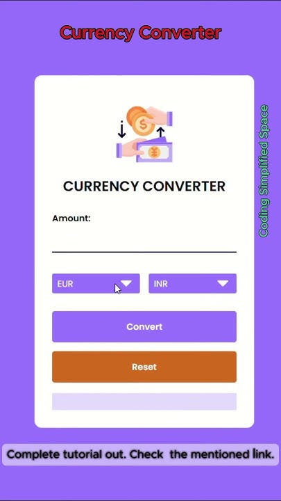Currency Converter Project Css Html Javascript Tutorial Project