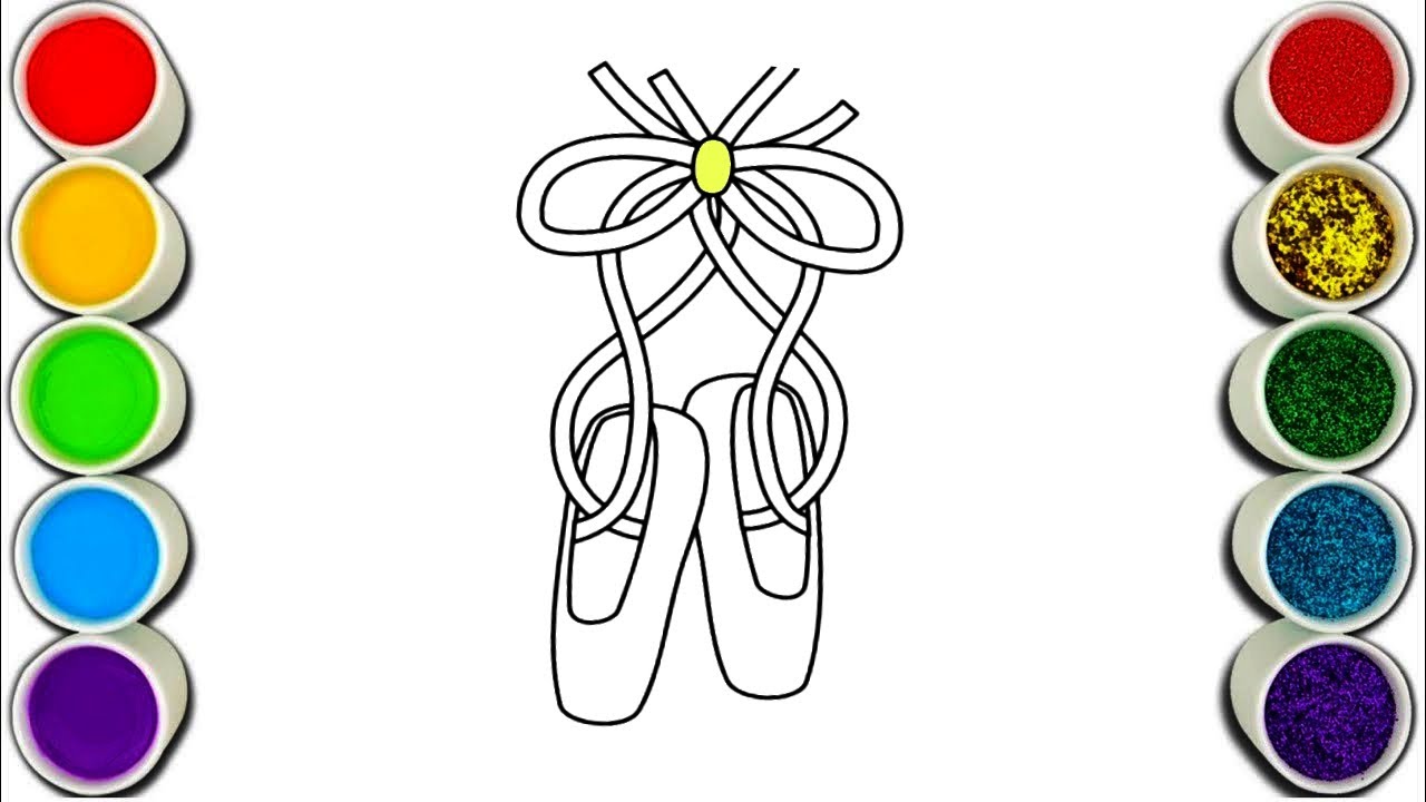 Pointe shoes Painting and Coloring for Kids, Toddlers Easy Drawing ...