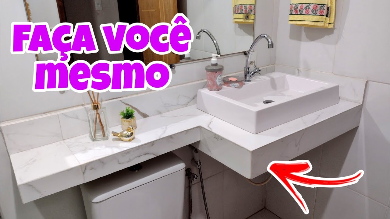 COMO FIZEMOS NOSSA PIA DE CONCRETO revestida com PORCELANATO/ FAÇA VOCÊ ...
