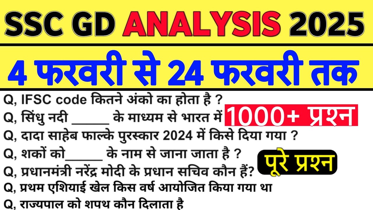 SSC GD All 40 Shift Question Paper 2025 | SSC GD 2025 All Shift GK ...