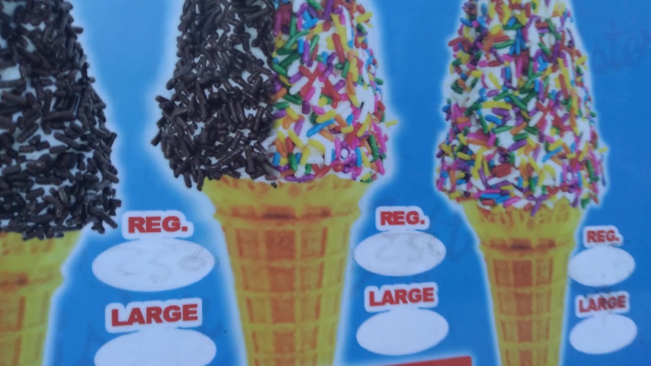 ordering a strawberry shortcake cone from mister softee - YouTube