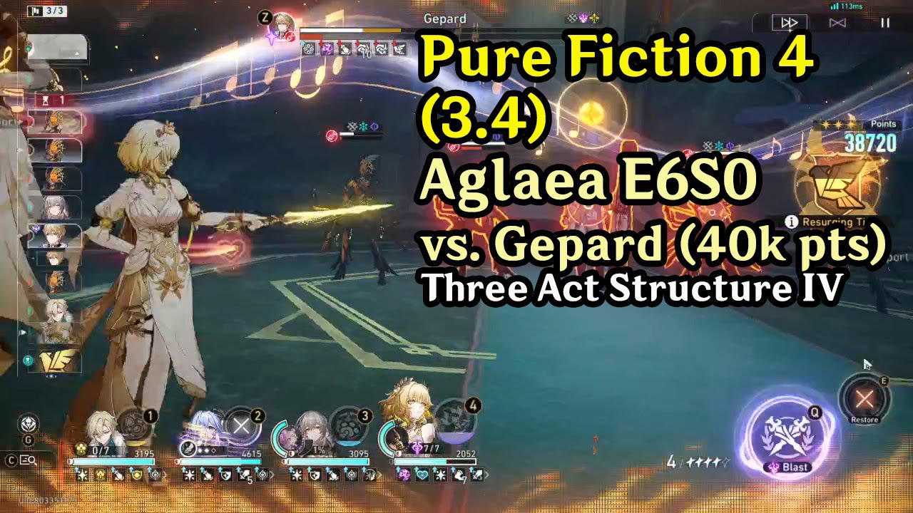 Pure Fiction IV (3.4) | Aglaea E6S0 (Robin e1,Aventurine,RMC) vs ...