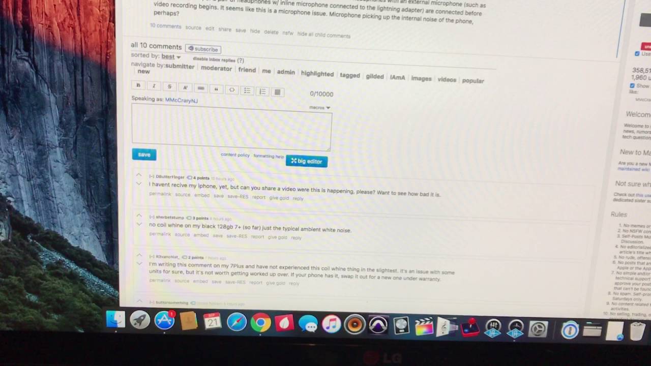 iPhone 7 Plus Recording With Inline Microphone attached to Lightning ...