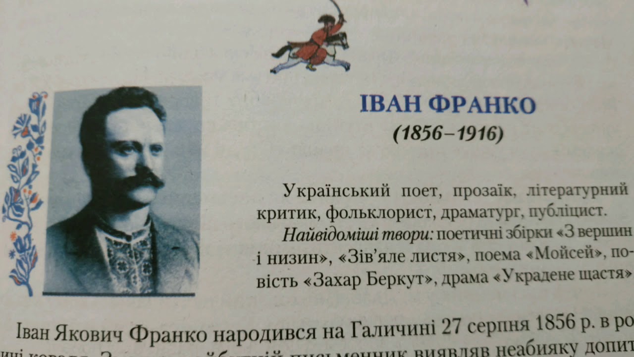 Іван Франко біографія 7 клас Youtube