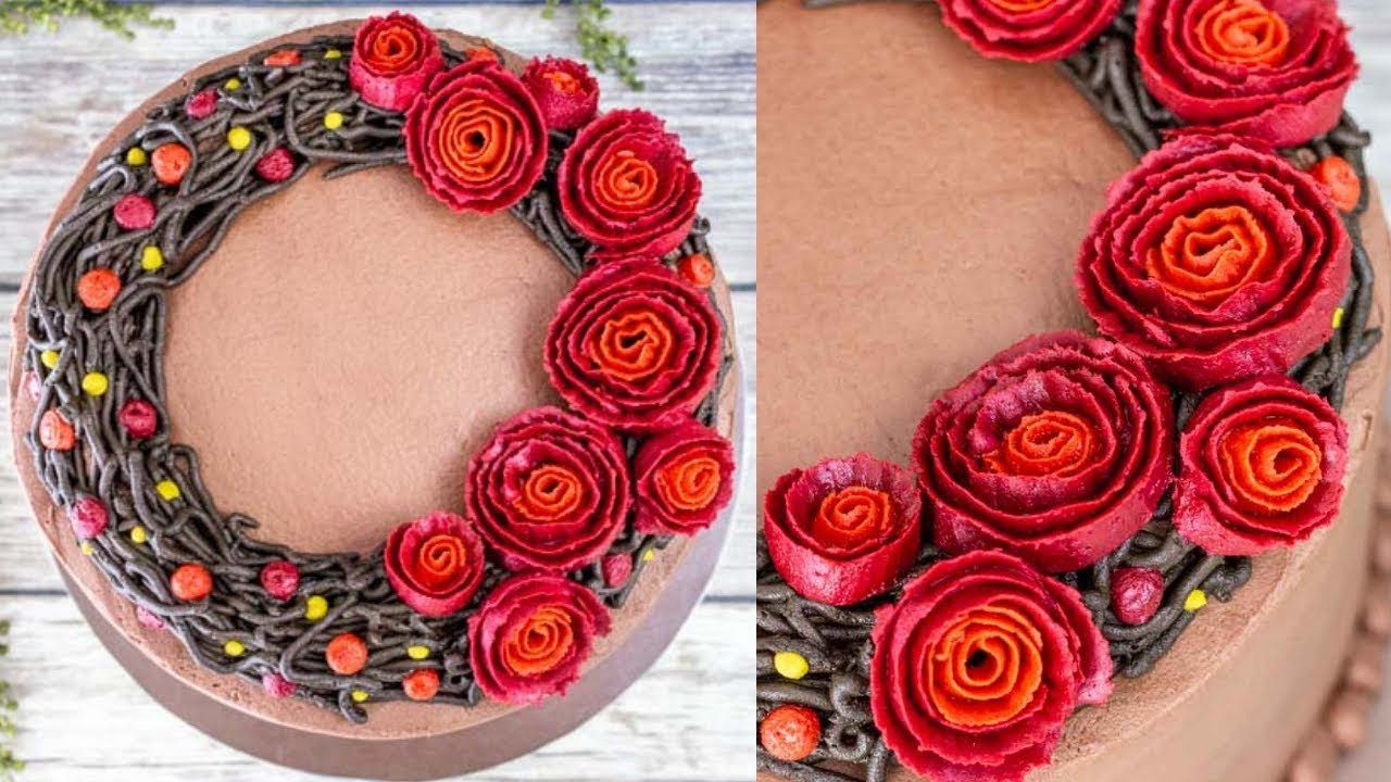 Fall Wreath Buttercream Cake Tutorial - YouTube