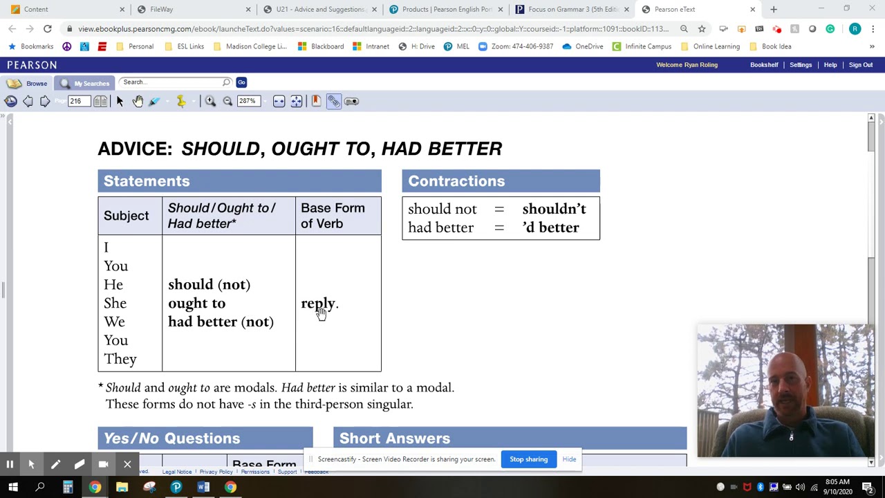 Modals of Advisability: Form - YouTube